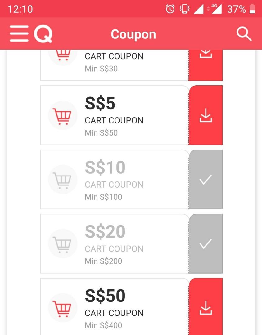 Qoo10 voucher, $30 off $250 minimum spend, Everything Else on Carousell