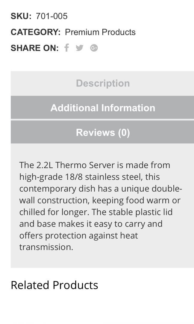 TM Thermomix Thermo Server 2.2 litre, TV & Home Appliances, Kitchen ...