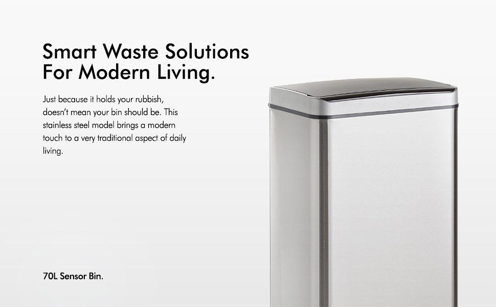 VonHaus Sensor Bin for Kitchen Waste - Automatic LED Motion Detection ...