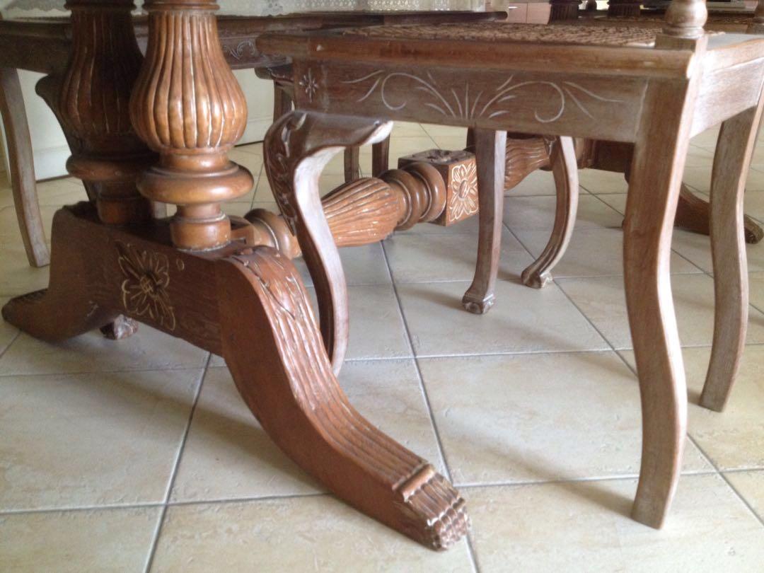 Peranakan Dining Table And 6 Chairs, Furniture & Home Living ...