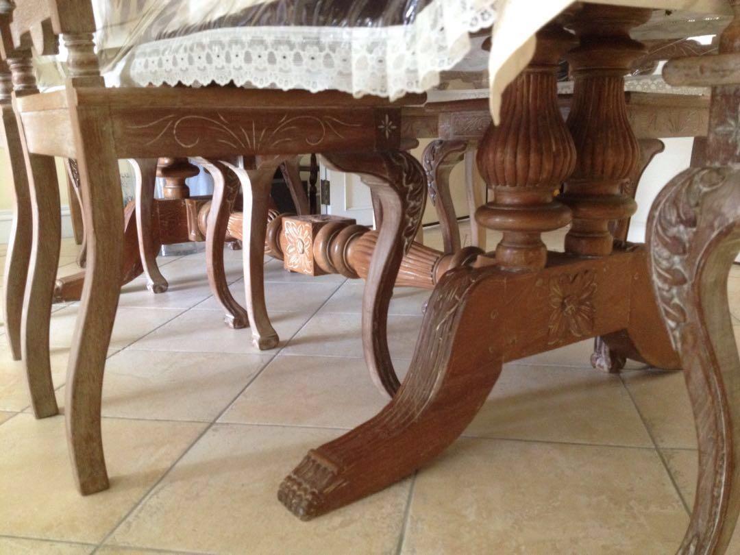 Peranakan Dining Table And 6 Chairs, Furniture & Home Living ...