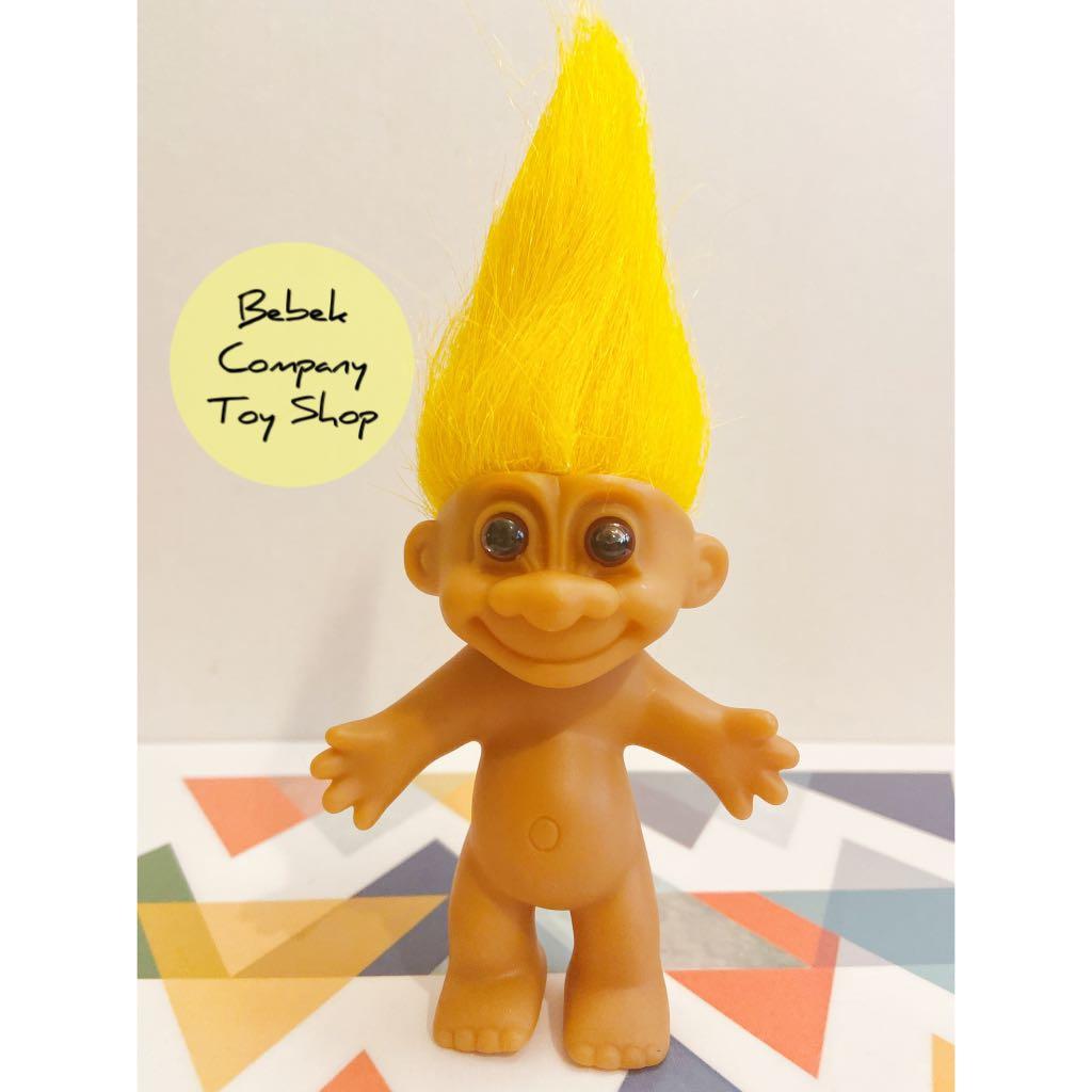 古董玩具 80s troll doll trolls 芒果黃 黃色頭髮 醜娃 巨魔娃娃 幸運小子 絕版玩具 裸娃, 書籍、休閒與玩具, 玩具 ...