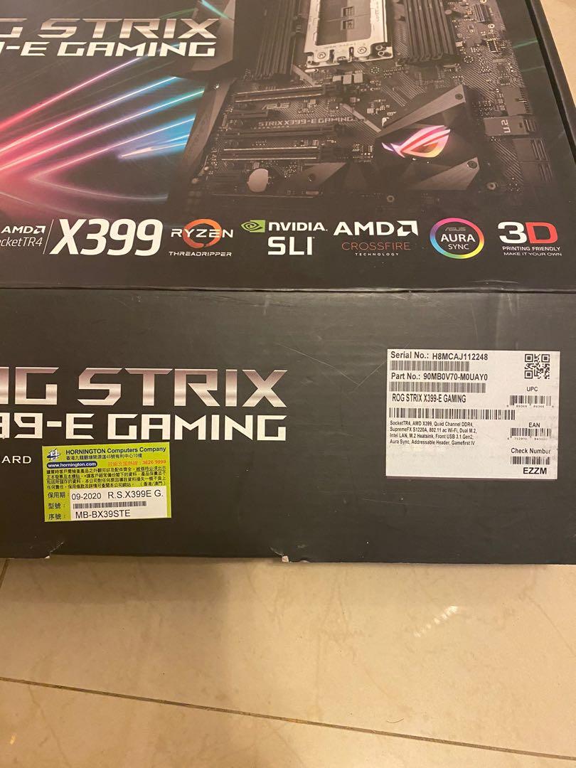 ASUS X399 -E ROG Strix Gaming AMD PC Motherboard 電腦底板, 電腦＆科技, 手提電腦 - Carousell