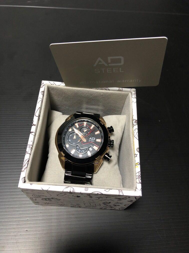 Black with rose gold stainless steel watch, Men's Fashion, Watches ...