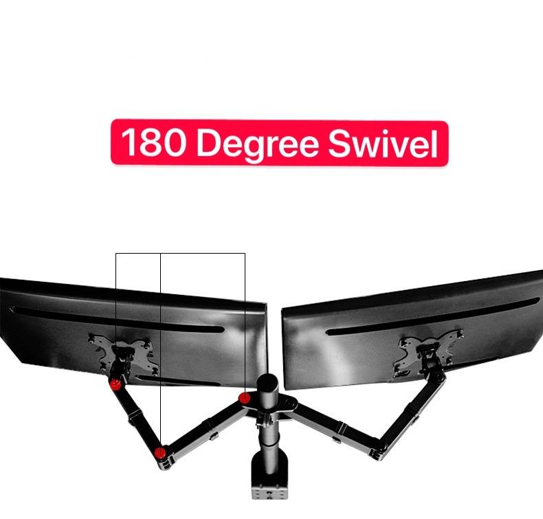 Dual Monitor Desk Stand Table Clip Height Adjustable Full Motion Two ...