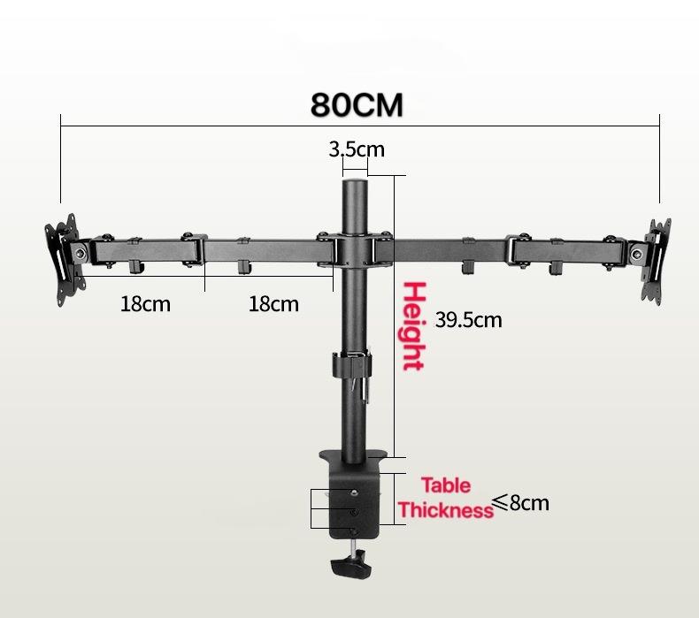 Dual Monitor Desk Stand Table Clip Height Adjustable Full Motion Two ...