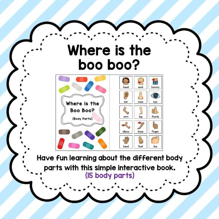 Interactive Book: "Where is the Boo Boo?" (Learning Body Parts ...
