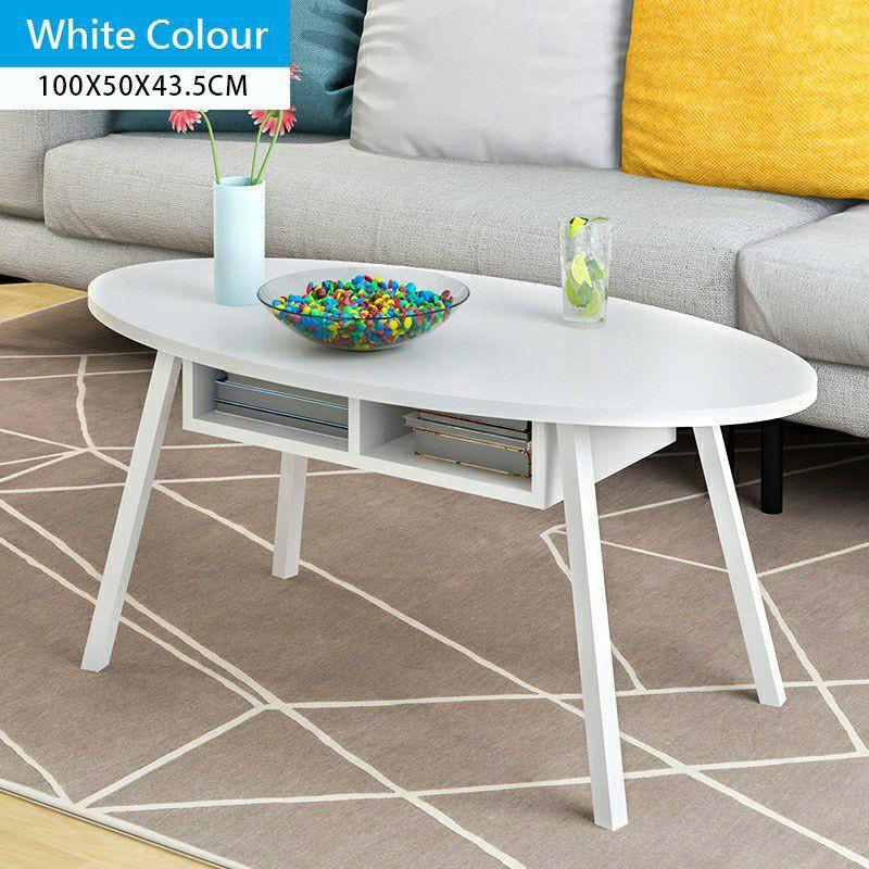 Oval Shape Coffee Table with Storage Compartment, Furniture & Home ...