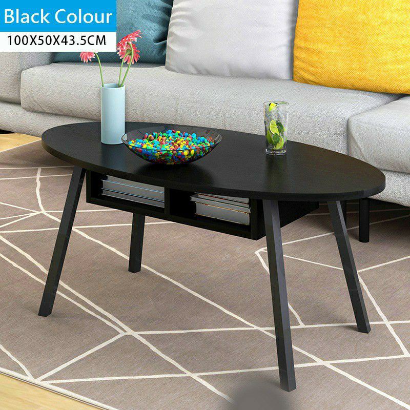 Oval Shape Coffee Table with Storage Compartment, Furniture & Home ...