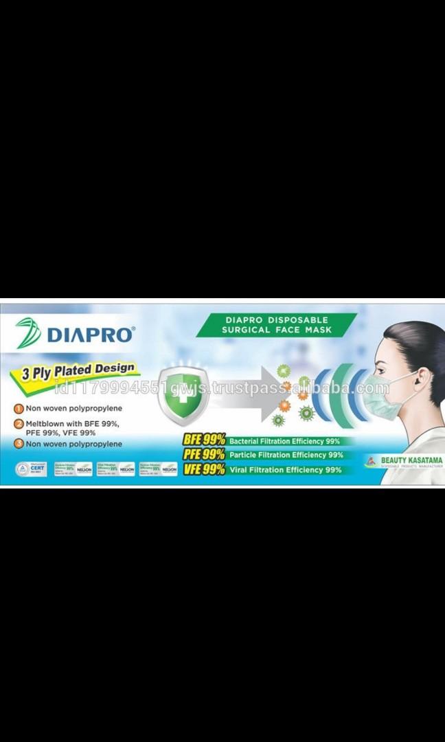 (現貨) 最後5 盒Diapro mask, 有齊vfe bfe pfe 99%, 健康及營養食用品, 口罩、面罩 - Carousell