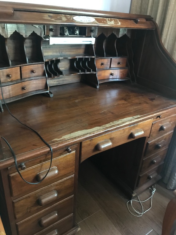Colonial teak wood study table, Furniture & Home Living, Furniture ...