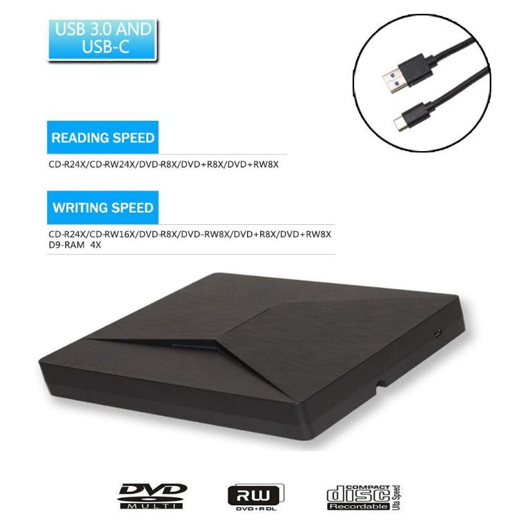 External DVD drive - USB 3 Type-A and Type -C External Optical Drive ...