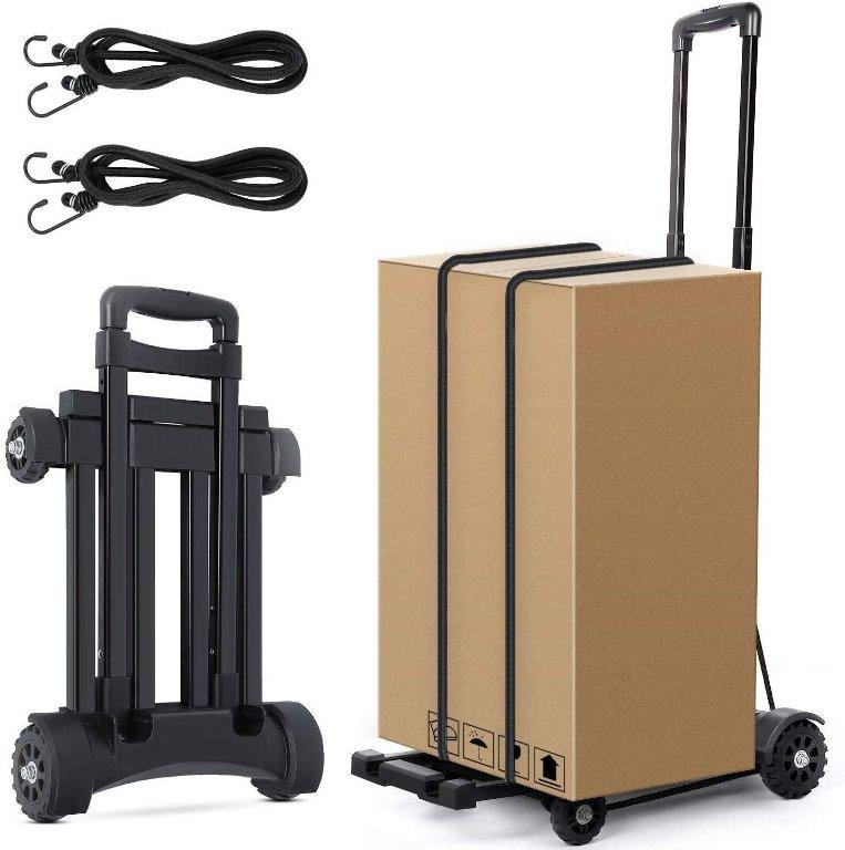 E0661 Luggage Cart, Hand Truck Portable Foldable Hand Trolley 4-Wheels ...