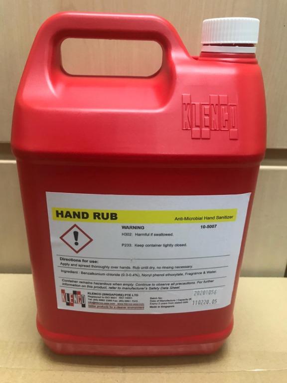 Klenco 5L Hand Rub, Health & Beauty, Hand & Foot Care on Carousell