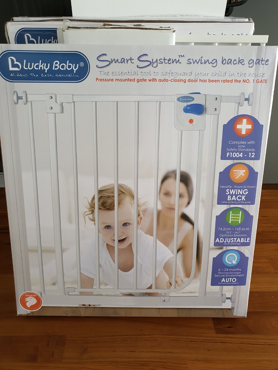 Lucky Baby SG03 Smart System Swingback Gate, Babies & Kids, Cots ...