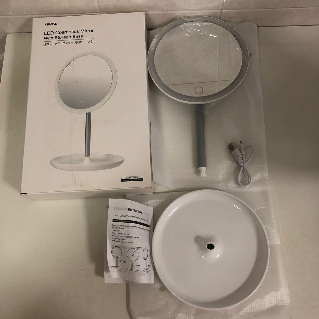 Miniso LED Cosmetics Mirror with Storage Base, Everything Else on Carousell