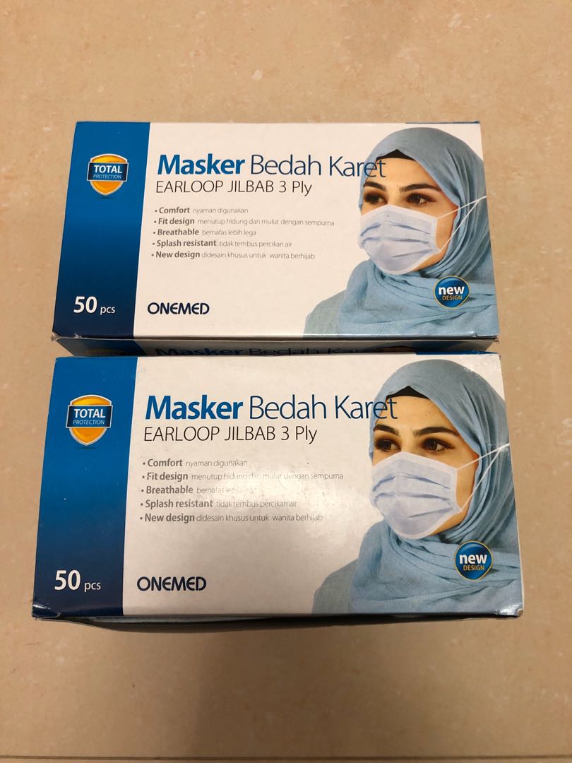 OneMed Earloop Jilbab, Health & Nutrition, Face Masks & Face Shields on ...