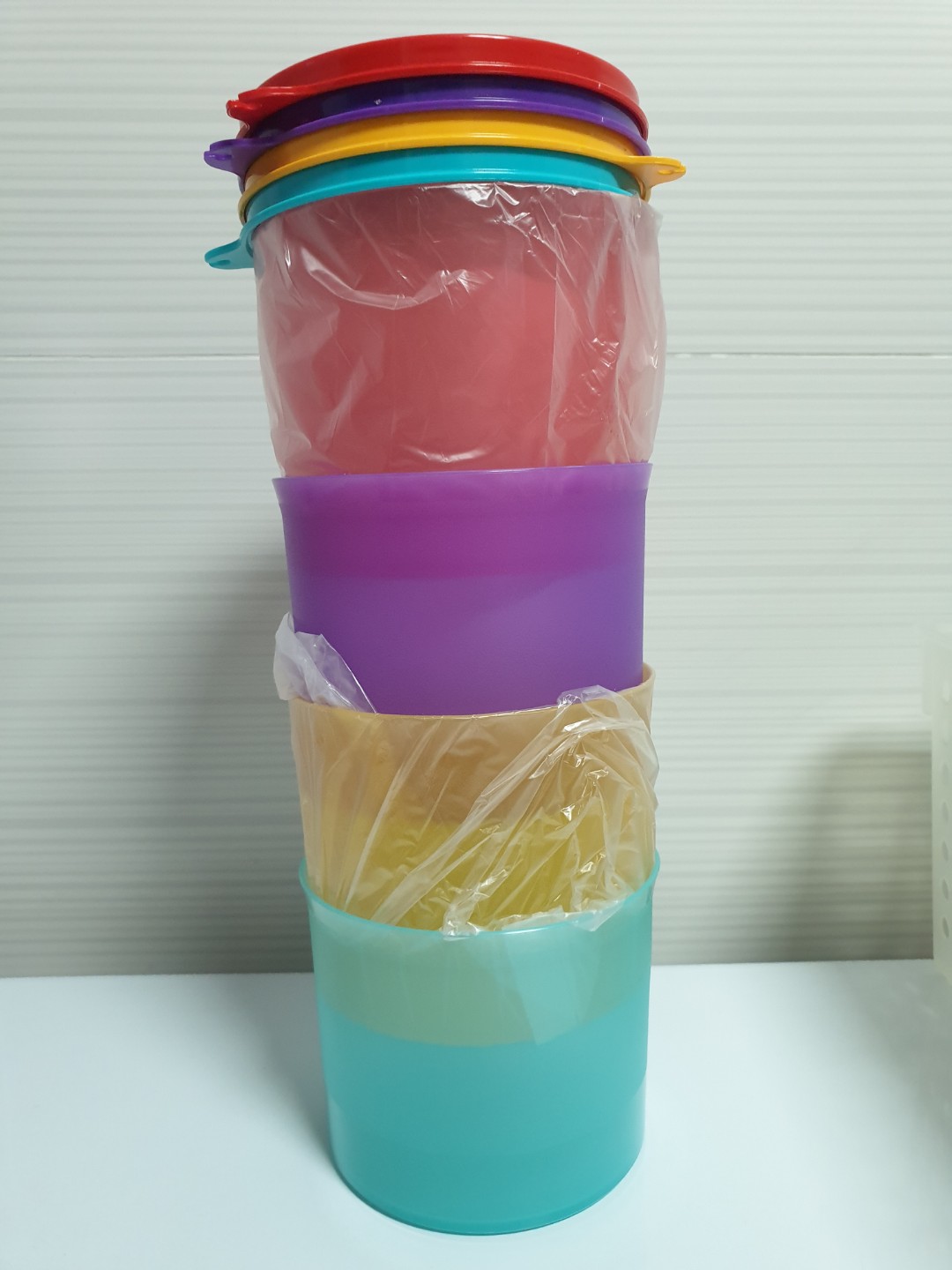 Set of 4 Short Round Tupperware Containers, Furniture & Home Living ...