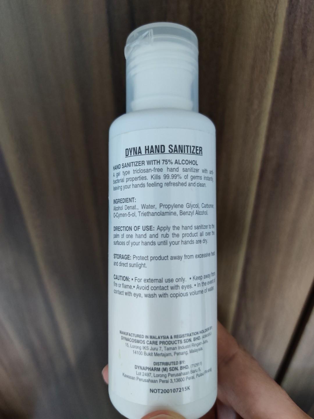 Dyna Hand Sanitizer 100ml (75% Alcohol), Beauty & Personal Care, Hands ...