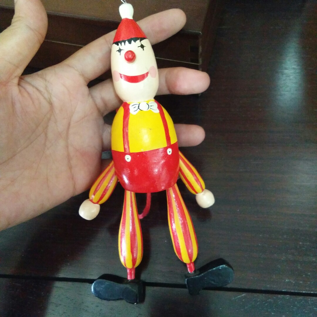 Japan! Original Wood Clown Puppet with pull string mechanism, Hobbies ...