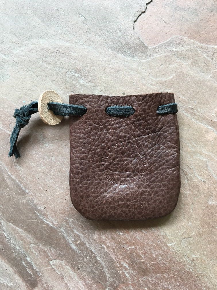Leather mini draw-string coin pouch, Men's Fashion, Bags, Belt bags ...
