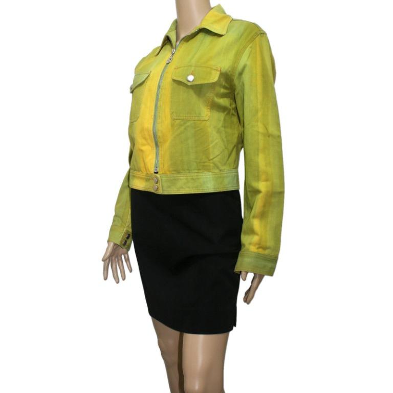Moschino Vintage Yellow Green Denim Jacket - Unisex, Men's Fashion ...