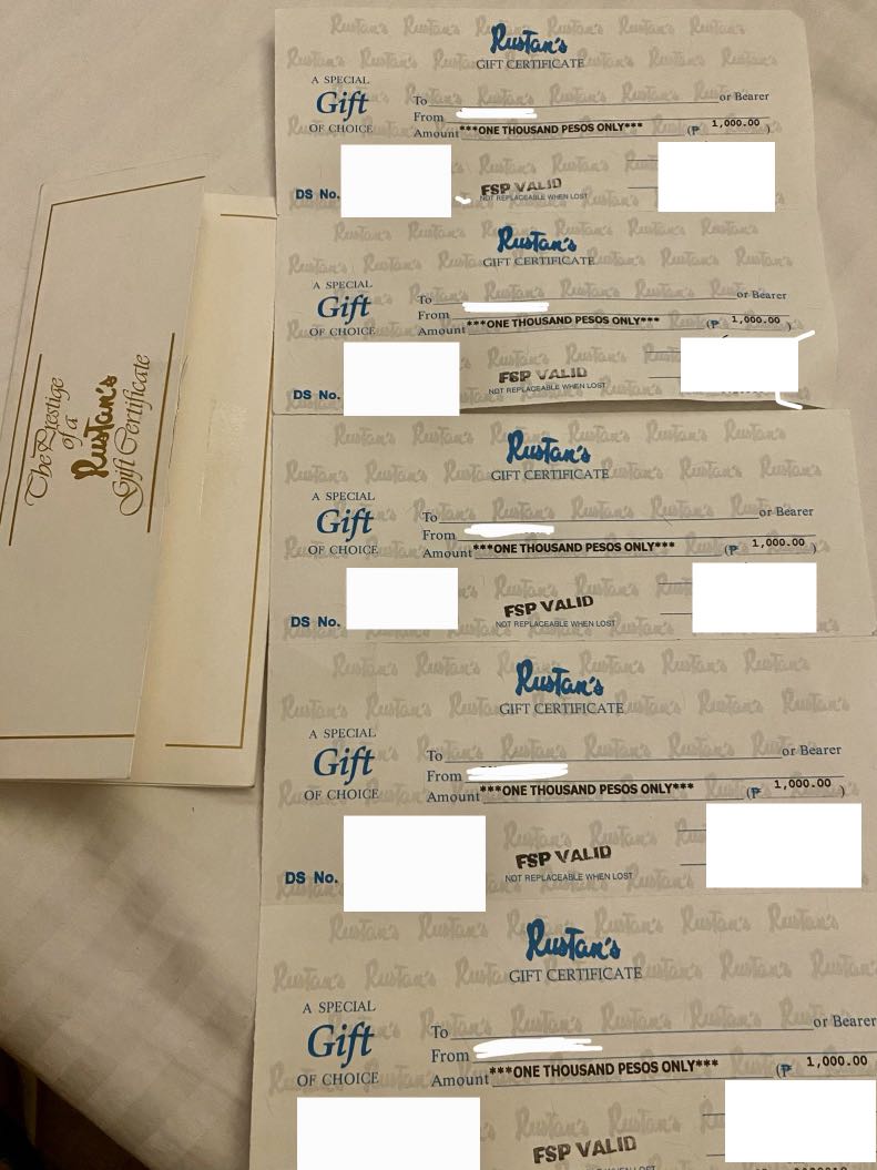 RUSTAN’S GIFT CERTIFICATE, Tickets & Vouchers, Store Credits on Carousell