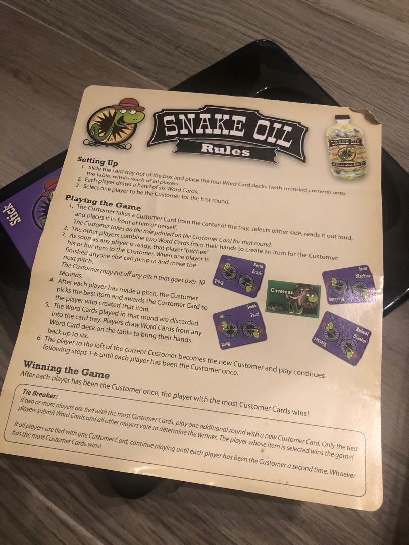 Snake oil game, Hobbies & Toys, Toys & Games on Carousell
