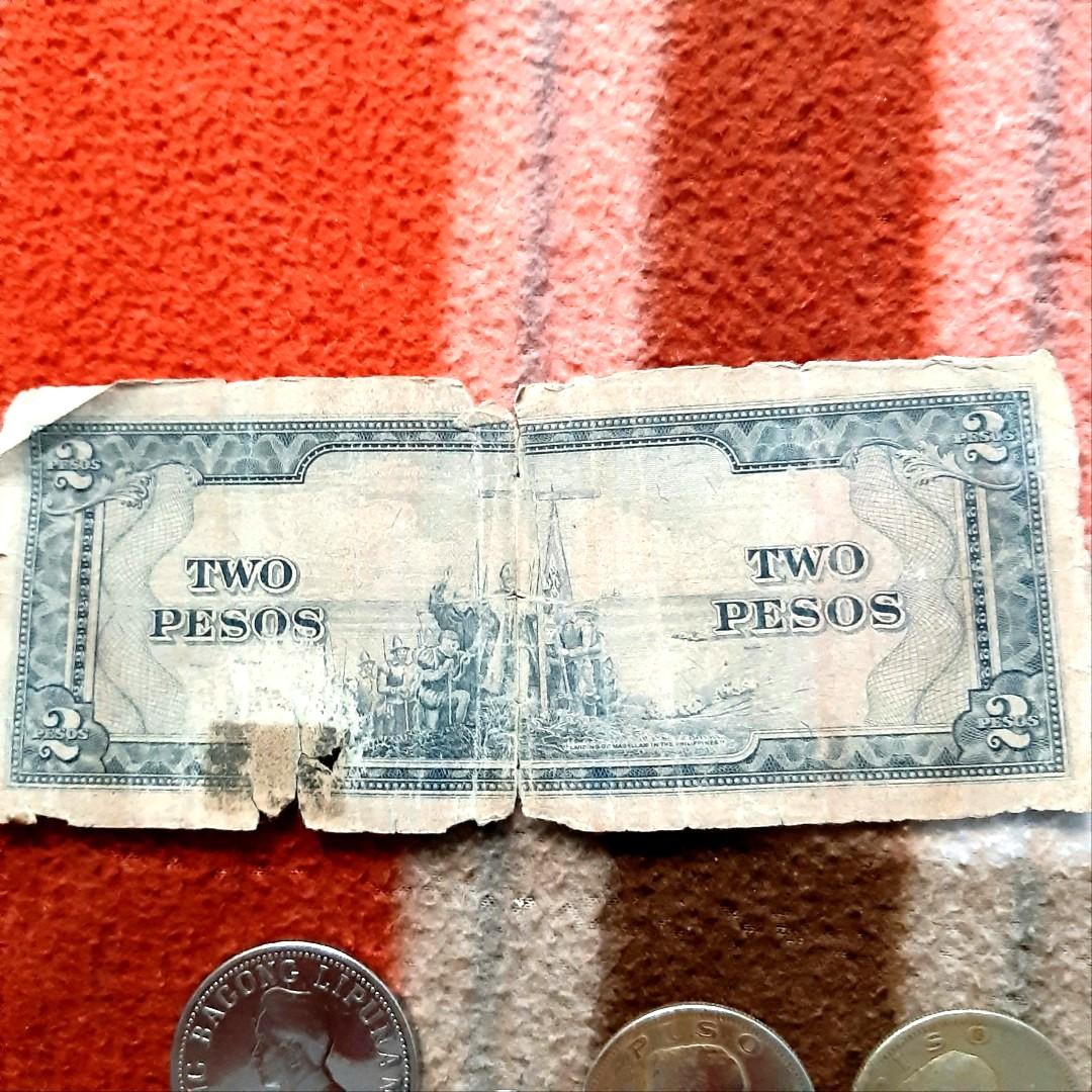 1949 Two Peso Phillipine Paper Bill, Hobbies & Toys, Memorabilia ...
