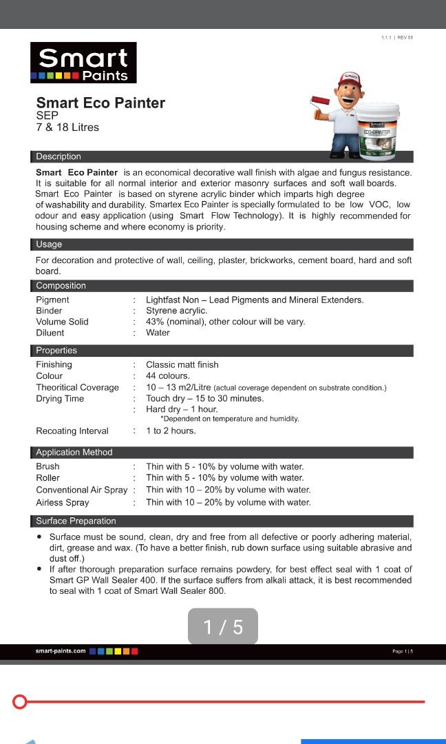 SMART ECO-Painter white emulsion paint (18 litres), Everything Else on ...