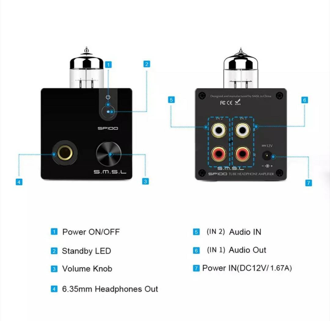 SMSL sp100 tube headphone amplifier, Audio, Soundbars, Speakers ...
