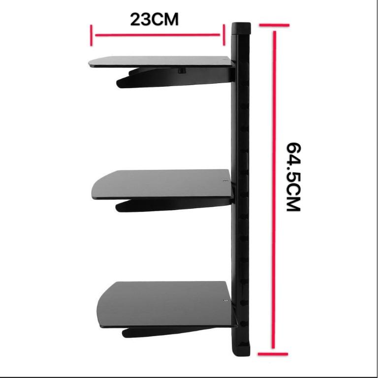 Tempered Glass Wall Mount Stand Shelf CD DVD Cable TV Box Rack Floating ...