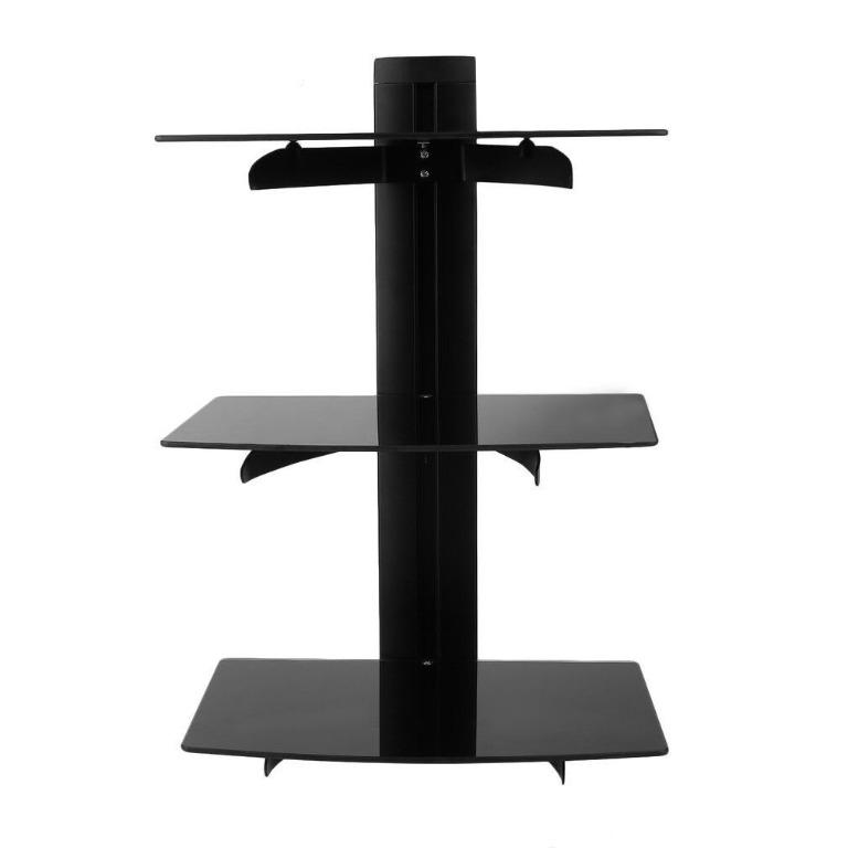 Tempered Glass Wall Mount Stand Shelf CD DVD Cable TV Box Rack Floating ...