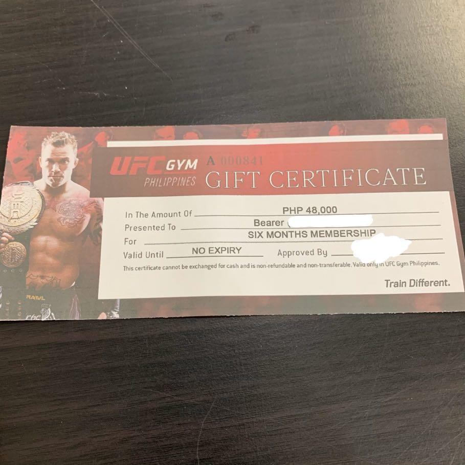 UFC Gym Gift Certificate, Health & Nutrition, Assistive & Rehabilatory ...