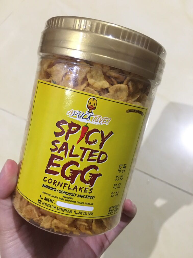 ADUCTIVE! Spicy Salted Egg Cornflakes, Food & Drinks, Homemade Bakes on ...