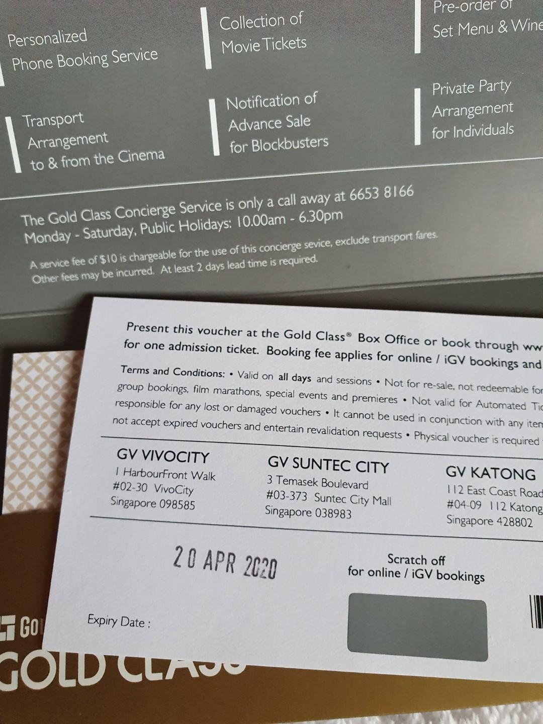 Golden village gold class, Entertainment, Gift Cards & Vouchers on ...