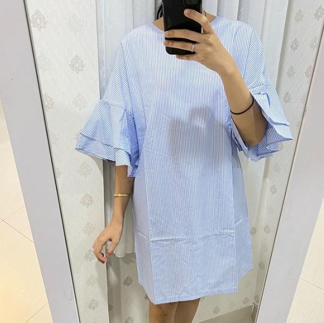 CUCI GUDANG Dress Garis-garis, Fesyen Wanita, Pakaian Wanita, Gaun ...