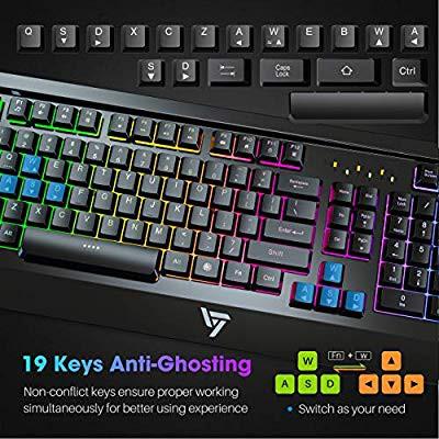 VicTsing Gaming Keyboard USB Wired Keyboard, Quiet All-Metal Panel ...