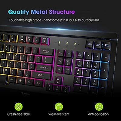VicTsing Gaming Keyboard USB Wired Keyboard, Quiet All-Metal Panel ...