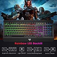 VicTsing Gaming Keyboard USB Wired Keyboard, Quiet All-Metal Panel ...