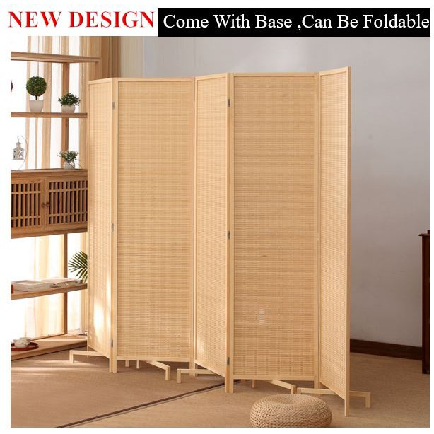 Bamboo Divider Room Partition Panel screen With Base Can be folded ...