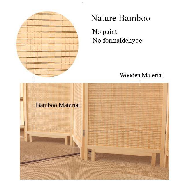 Bamboo Divider Room Partition Panel screen With Base Can be folded ...