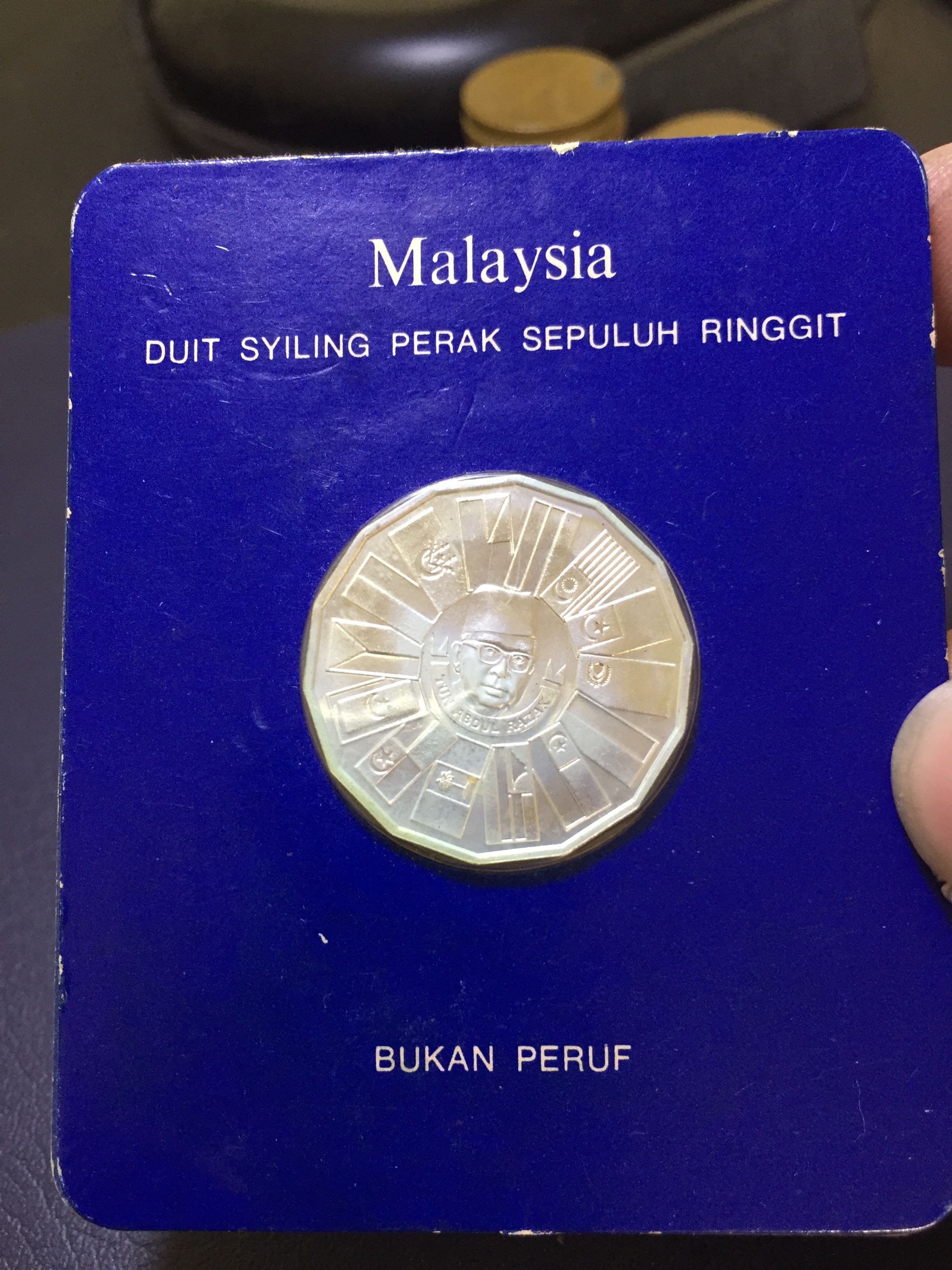 Malaysia 10 Ringgit Tun Abdul Razak 1976-1980 Silver Coin Proof Coin BU ...