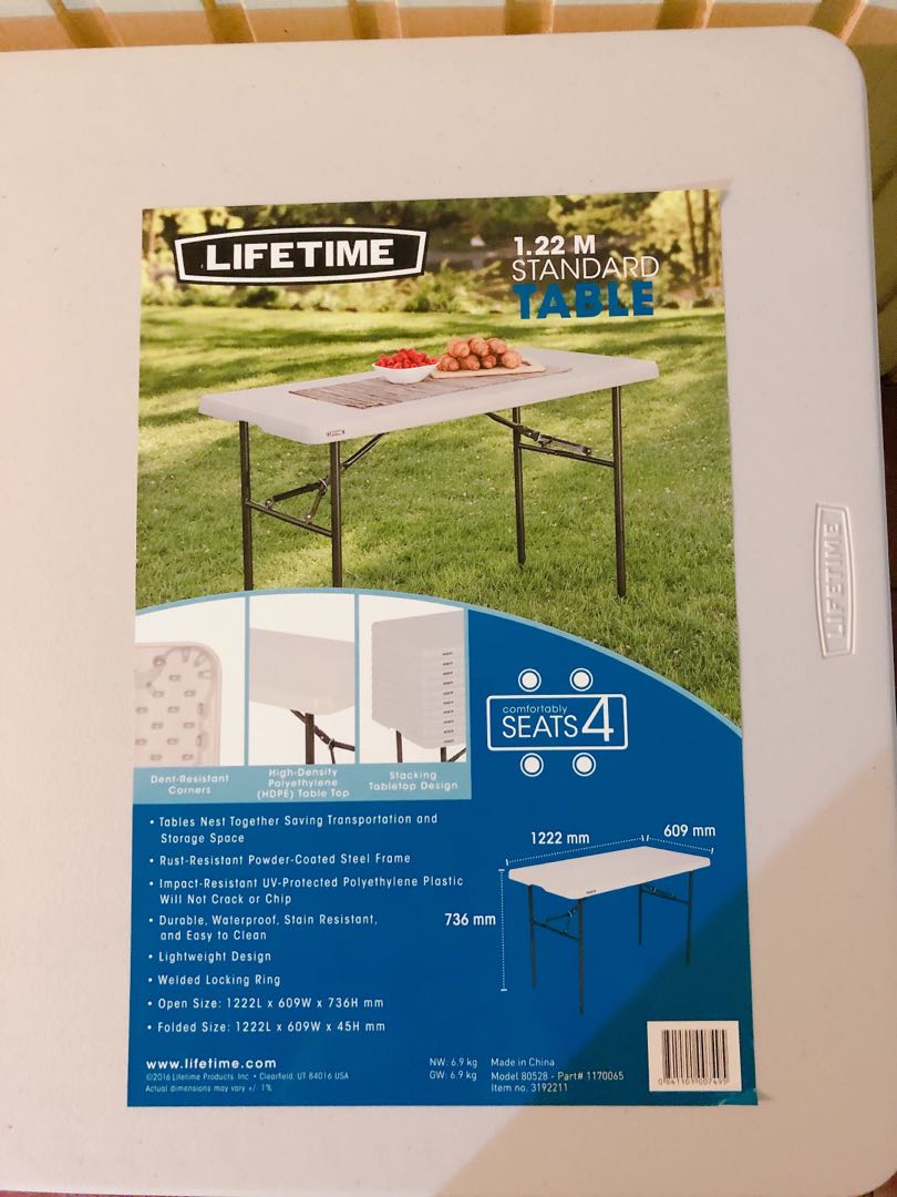 Lifetime table 4ft, Furniture & Home Living, Furniture, Tables & Sets ...