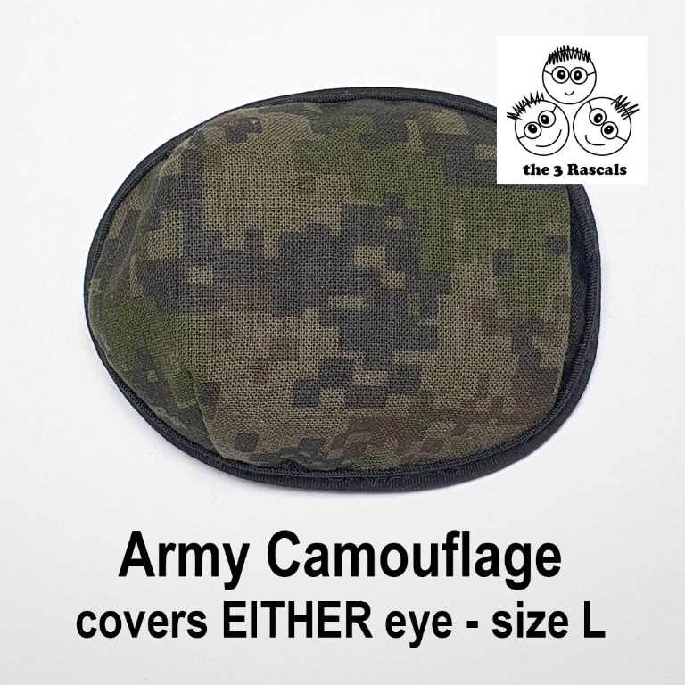 Orthoptic Eye Patch - covers EITHER eye (Army Camouflage + Black cotton ...