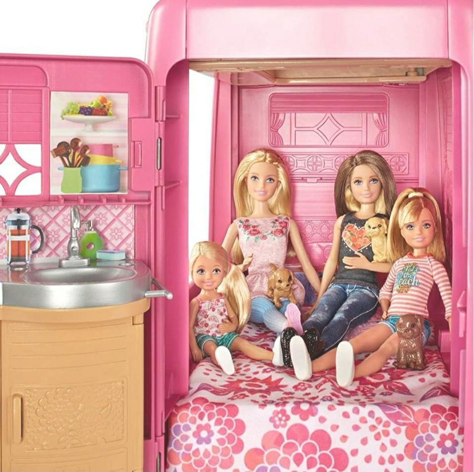 (PO) BN Barbie 3-Storey Pop-Up Fully Furnished DreamCamper Camper Van ...