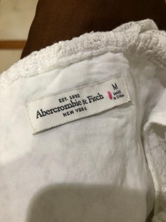 ABERCROMBIE & FITCH White Off Shoulder Lace Garterized Dress, Women's ...