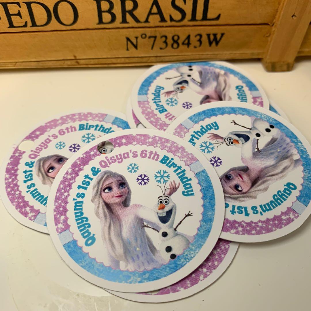 Customised birthday stickers labels hang tags paperbag goodie favor ...