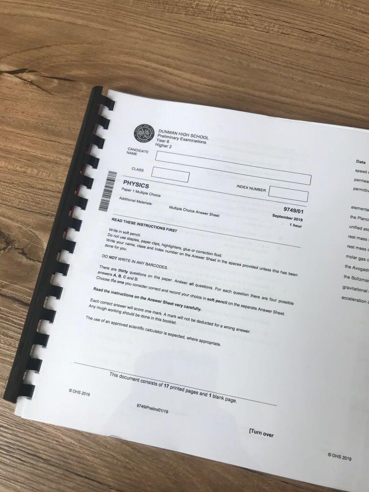 H2 Physics A Level Revision Package (2019 Prelim Papers), Hobbies ...
