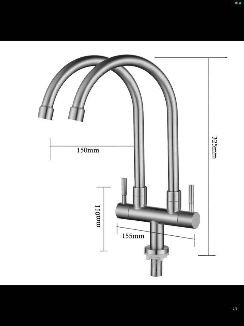 Kitchen Sink Double Outlet Tap Faucet , Furniture & Home Living ...